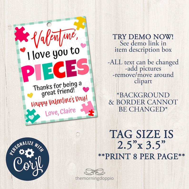 Printable/editable Puzzle Pieces Puzzle Box Valentine's | Etsy