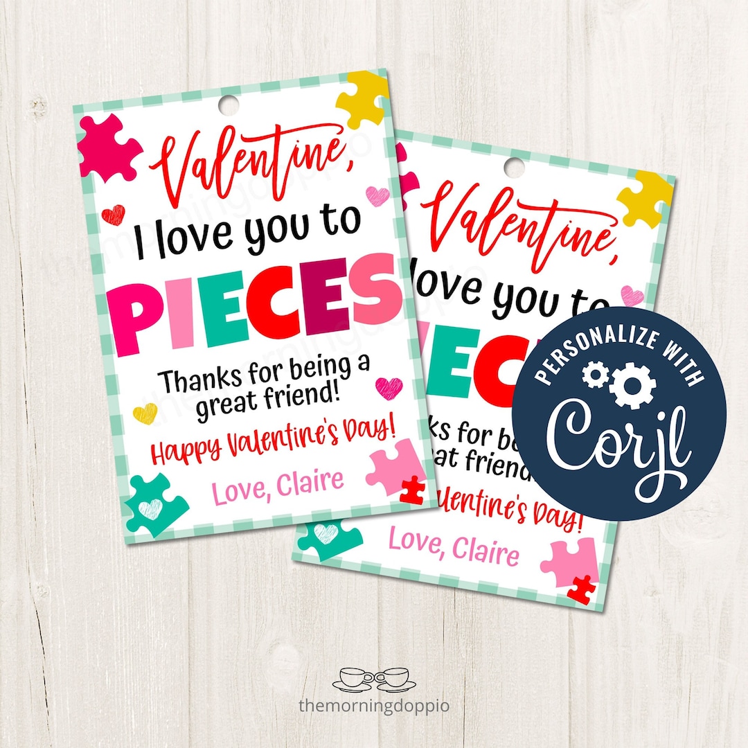 Printable/editable Puzzle Pieces Puzzle Box Valentine's Day Classroom ...