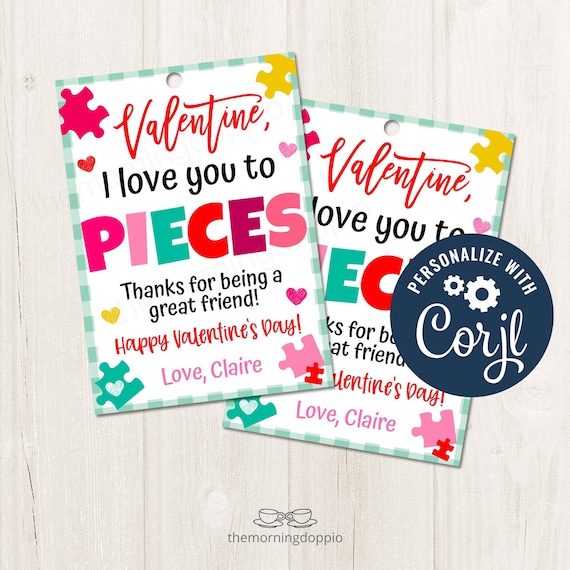 Printable/editable Puzzle Pieces Puzzle Box Valentine's | Etsy