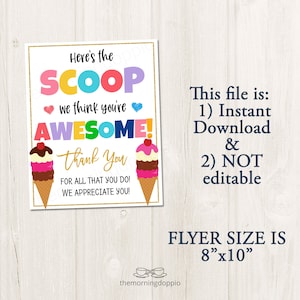 Printable Ice Cream Thank You Sign, Dessert Table Sign, Thank You Sign ...