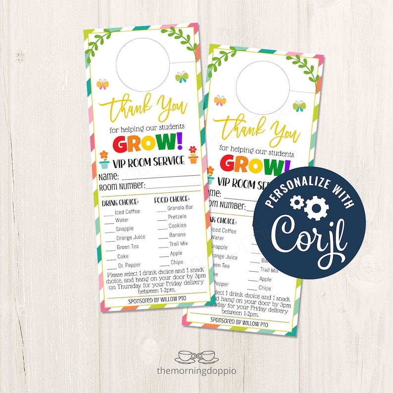 Printable/editable VIP Room Service Floral Flower Bloom Theme Door ...