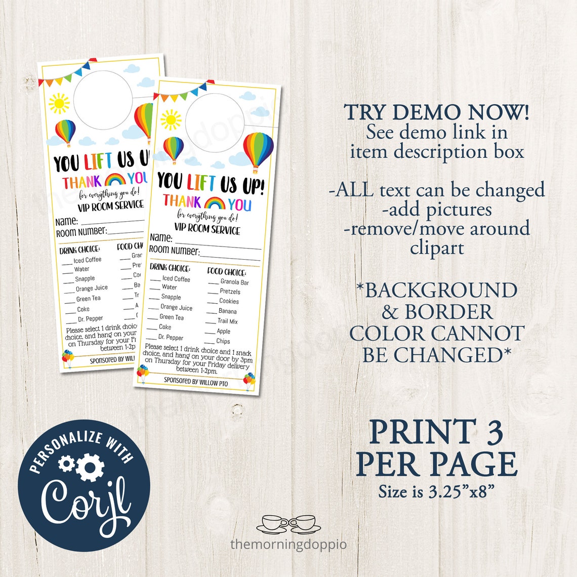 Printable/editable VIP Room Service You Lift Us up Theme Door Hanger ...
