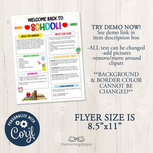Printable/editable Back to School Newsletter, Welcome Back to School ...