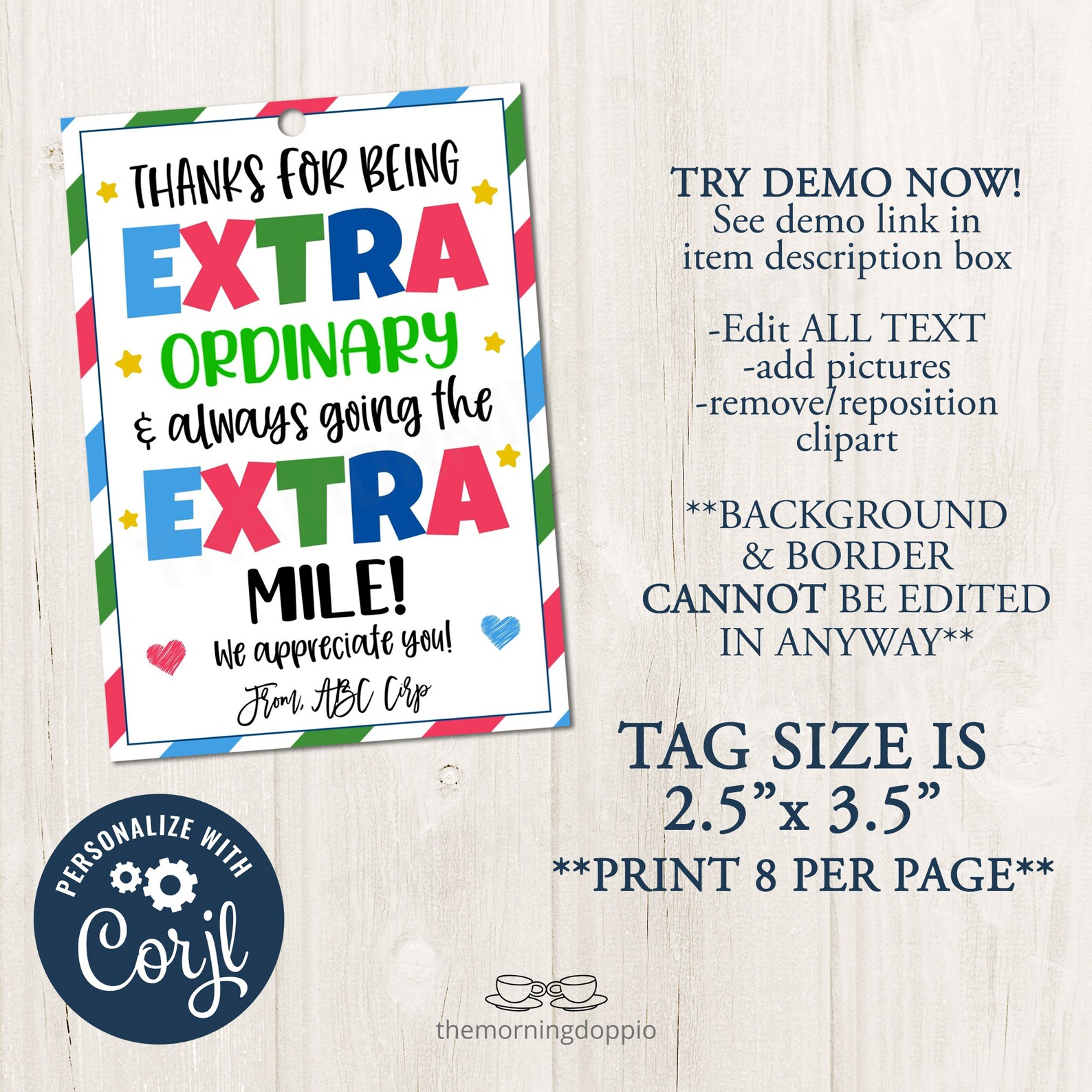 Printable/editable Thanks for Being Extra Ordinary Extra Mile Gum Gift ...
