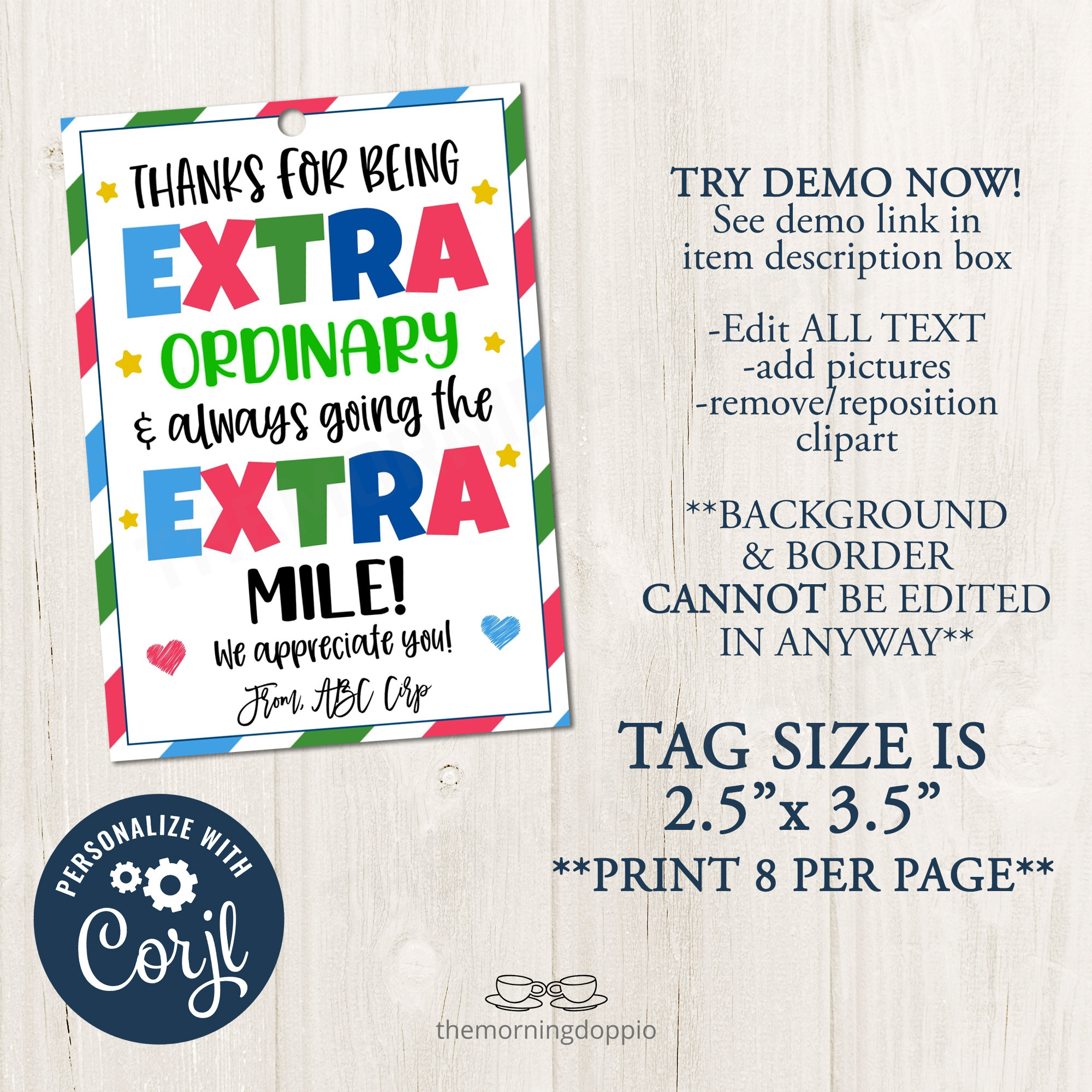 Printable/editable Thanks for Being Extra Ordinary Extra Mile Gum Gift ...