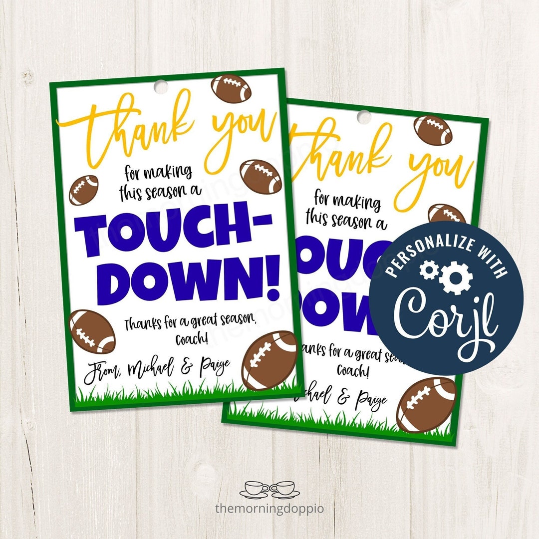 Printable/editable Football End of Season Gift Tag for Teams Coaches ...