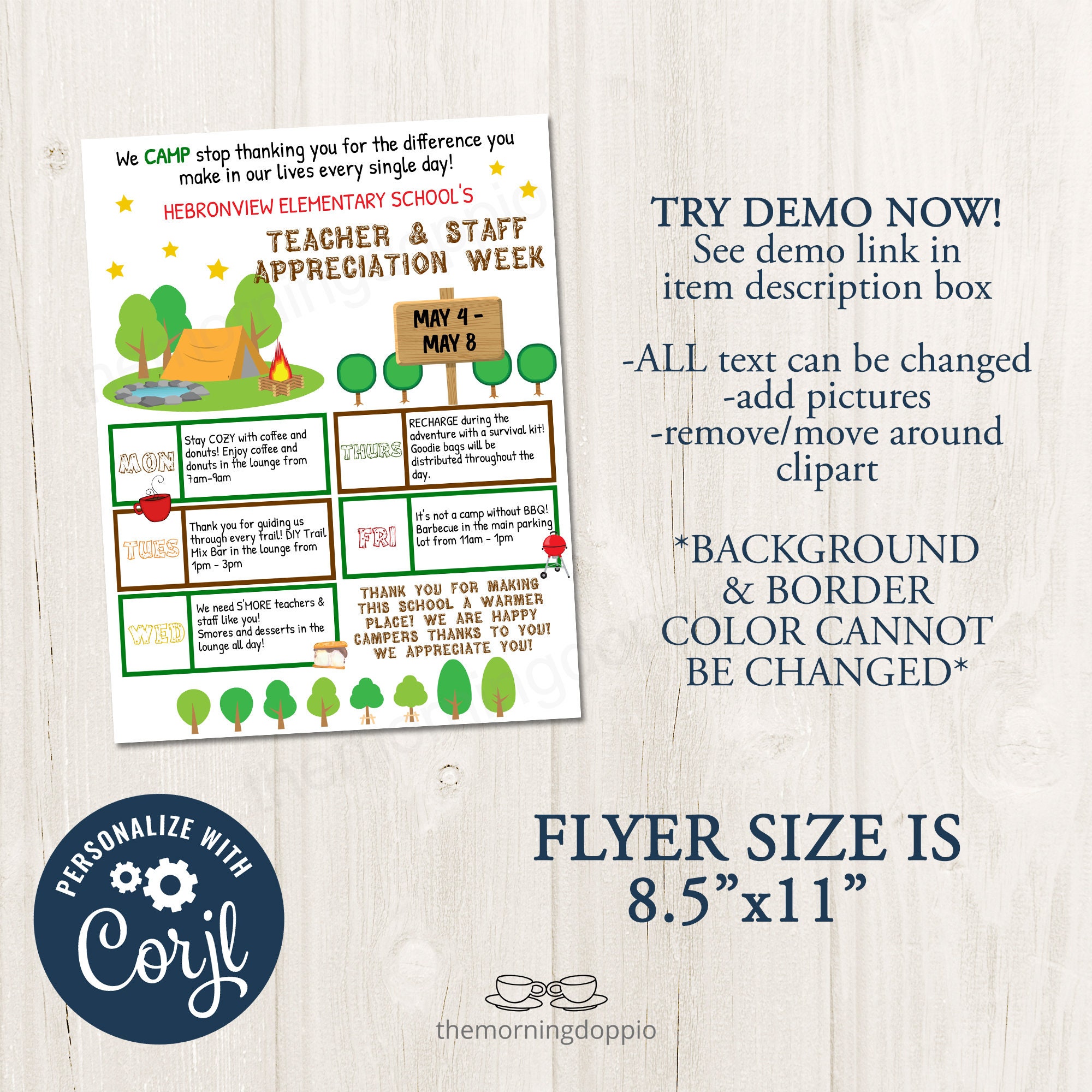 Printable/editable Camp Outdoor Theme Parent Letter Teacher Staff ...