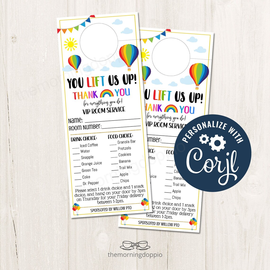 Printable/editable VIP Room Service You Lift Us up Theme Door Hanger ...