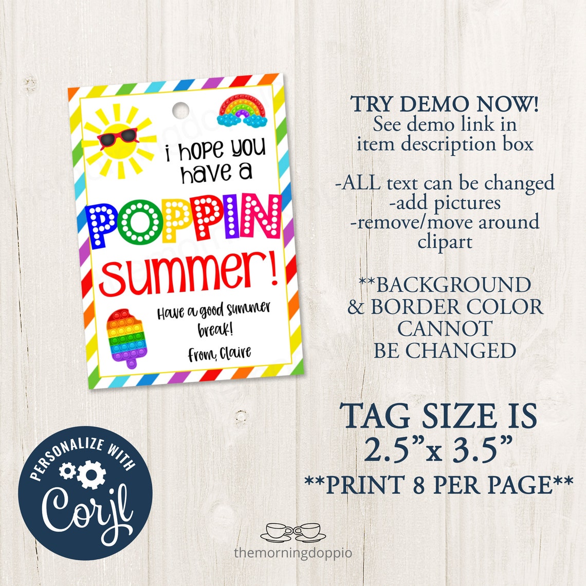 Printable/editable Summer Pop It Fidget Gift Tags for School - Etsy