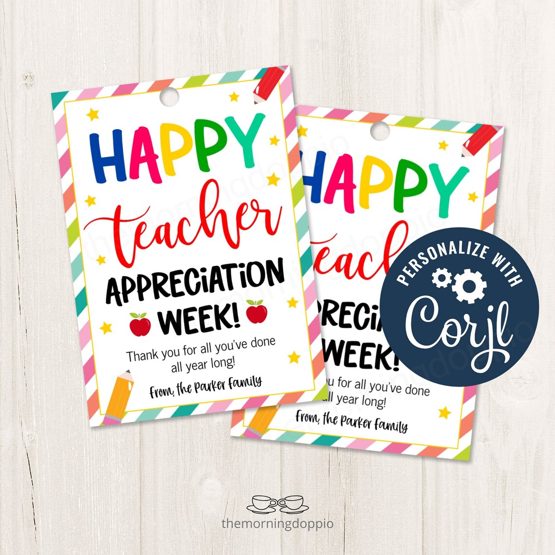 Printable/editable Happy Teacher Appreciation Week Thank You Gift Tag ...