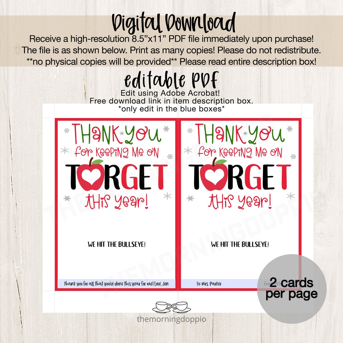 Printable/editable Thanks for Keeping Me on TARGET This Year - Etsy