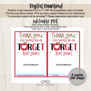 Printable/editable Thanks for Keeping Me on TARGET This Year Target ...