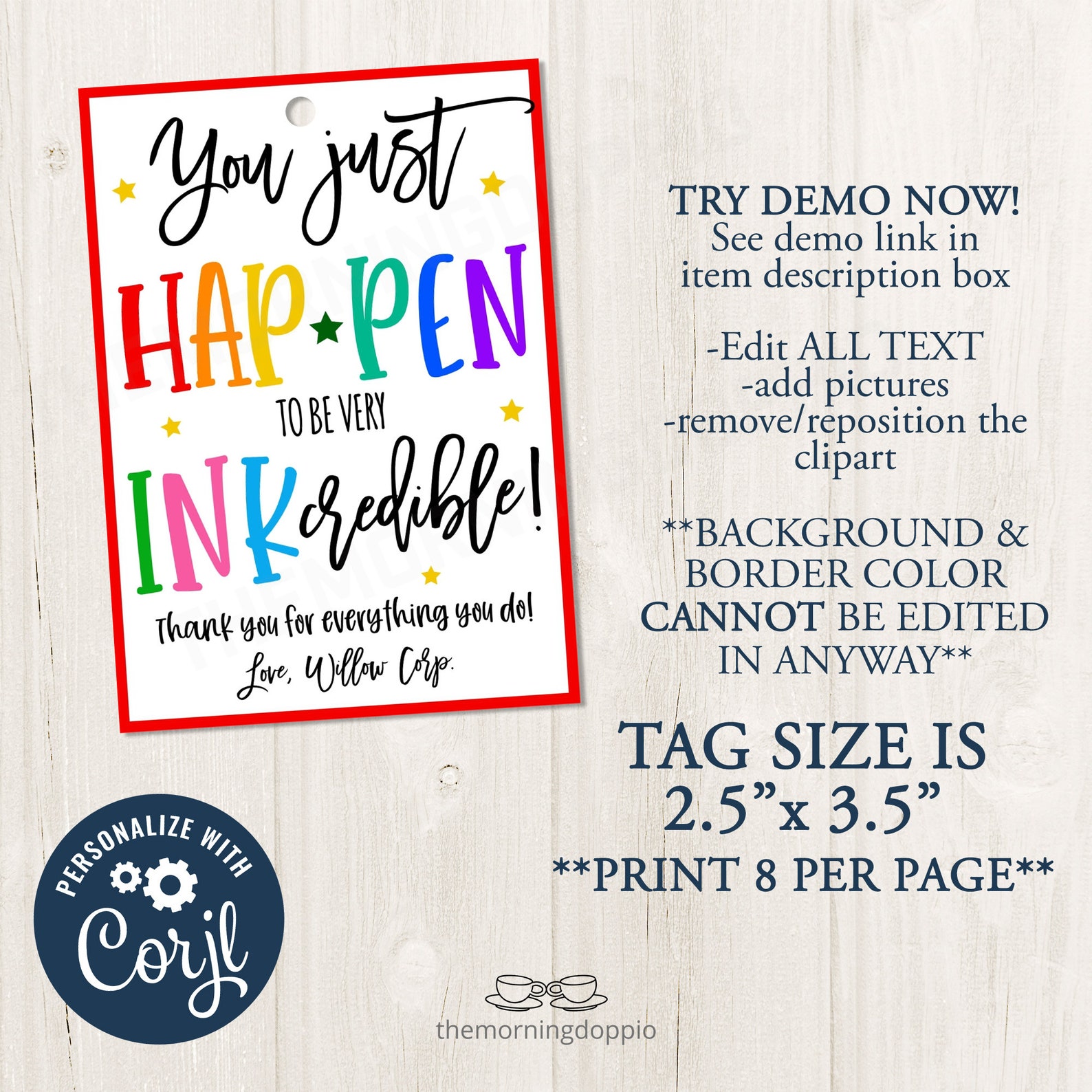 Printable/editable You Just Hap-pen to Be Ink-credible Marker - Etsy Canada