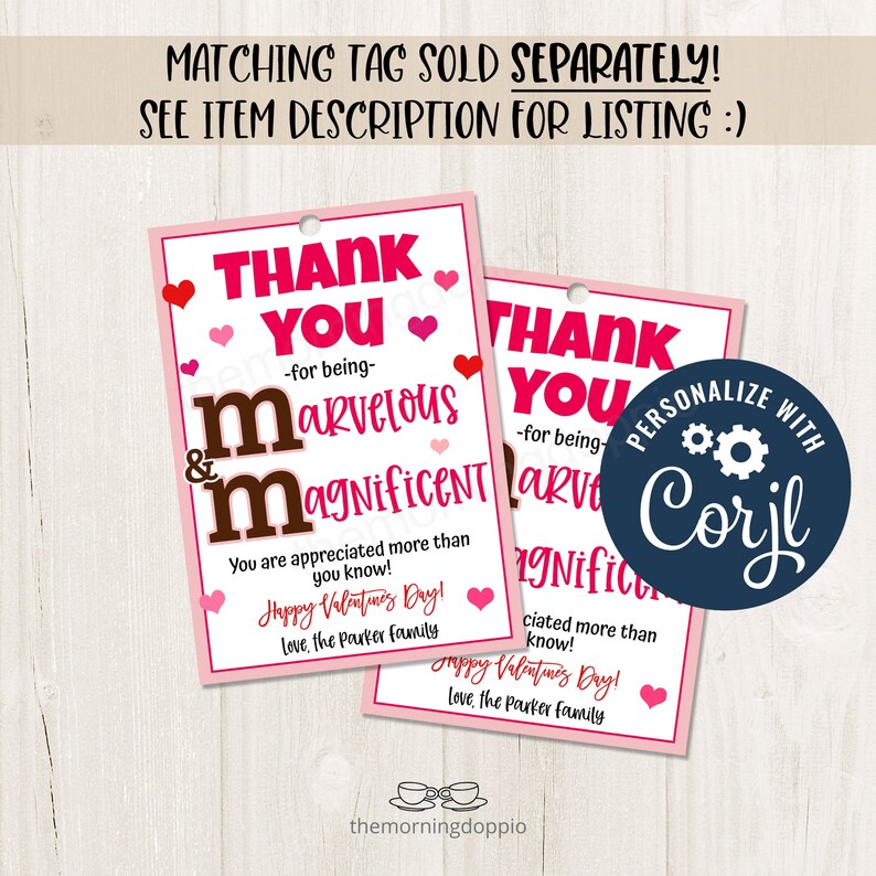 Printable Thank You for Being Magnificent and Marvelous Chocolate ...