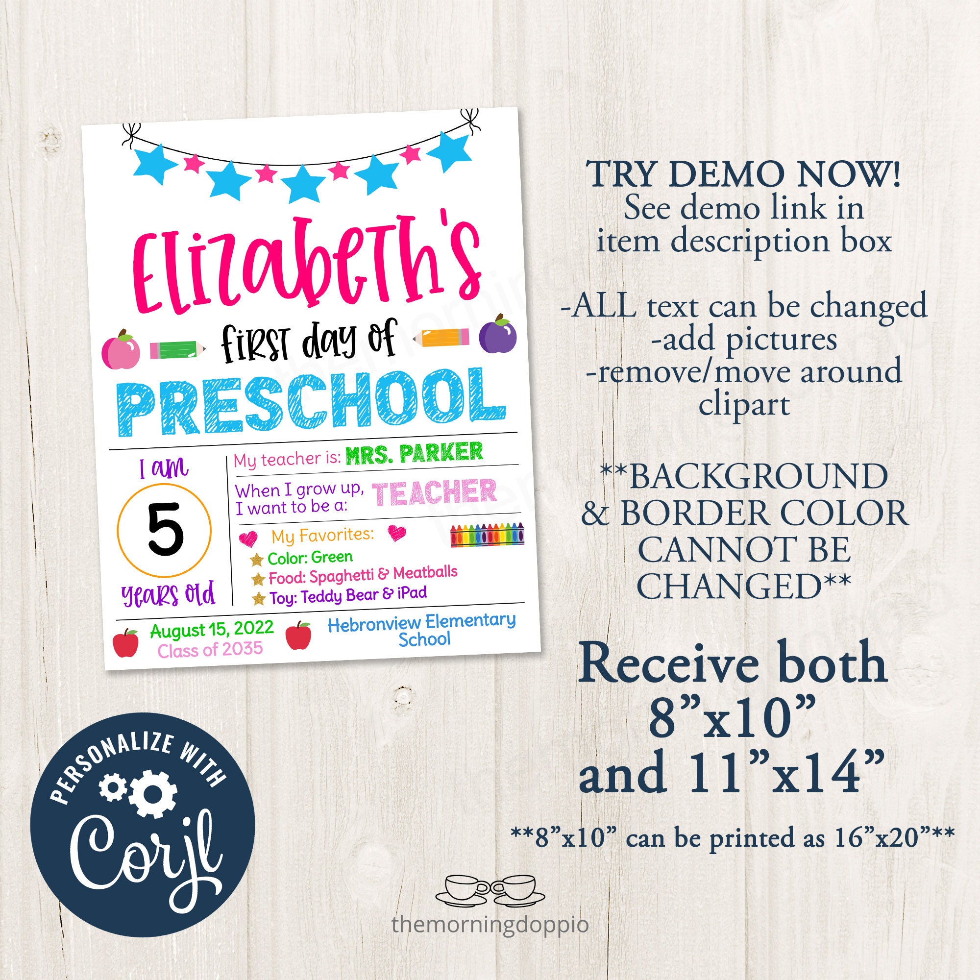 Printable/editable ANY Grade First Day of School Sign, First Day of ...