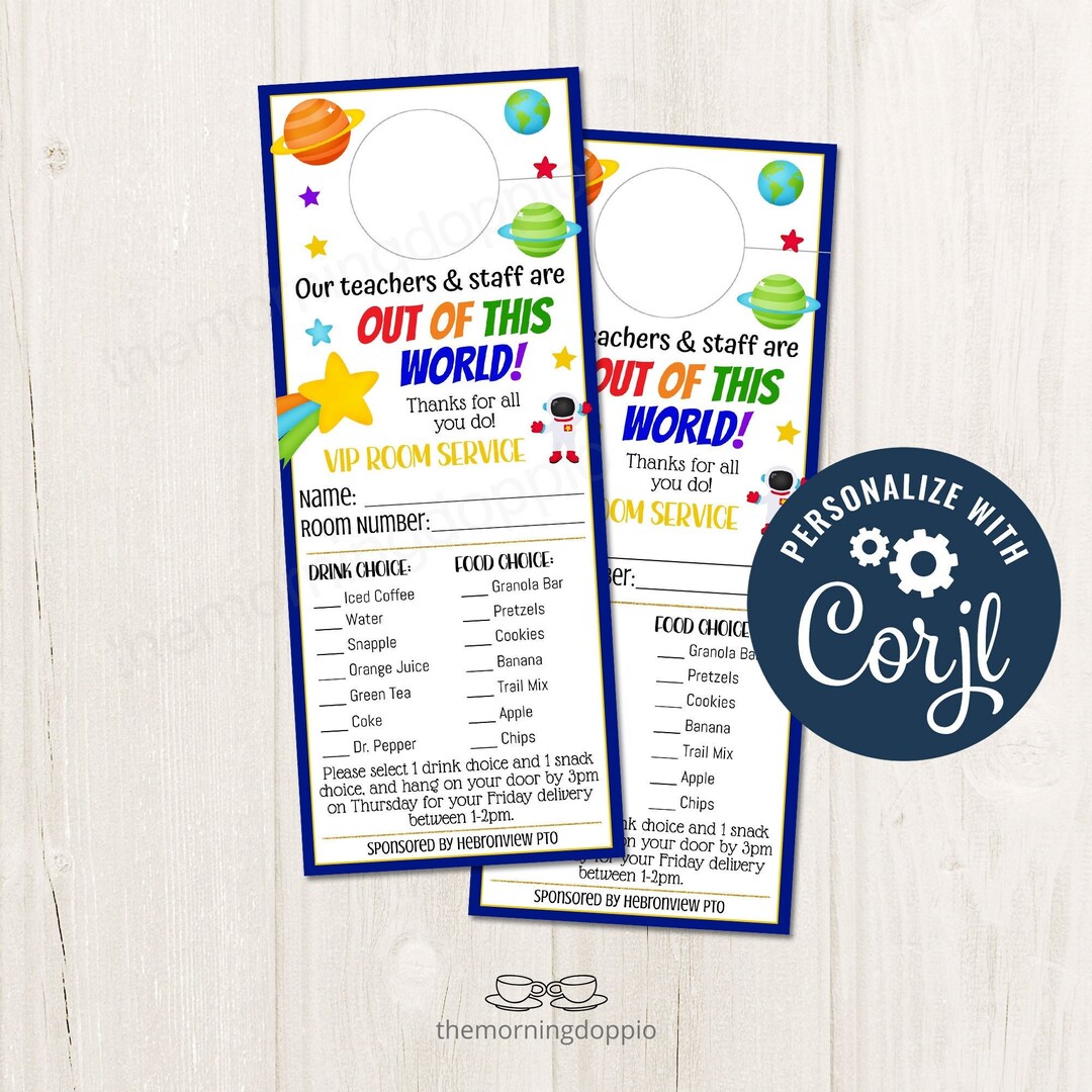 Printable/editable VIP Room Service Outer Space Galactic Theme Door ...