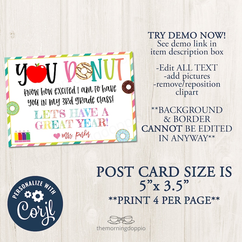 Printable/editable Back to School Postcard for Students - Etsy