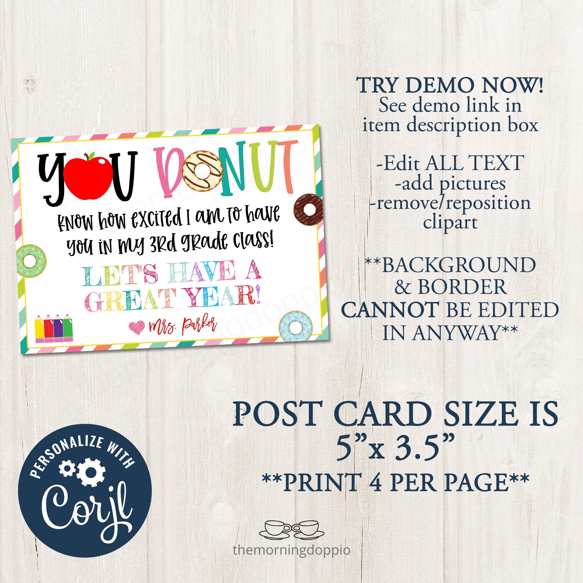Printable/editable Back to School Postcard for Students Classrooms ...
