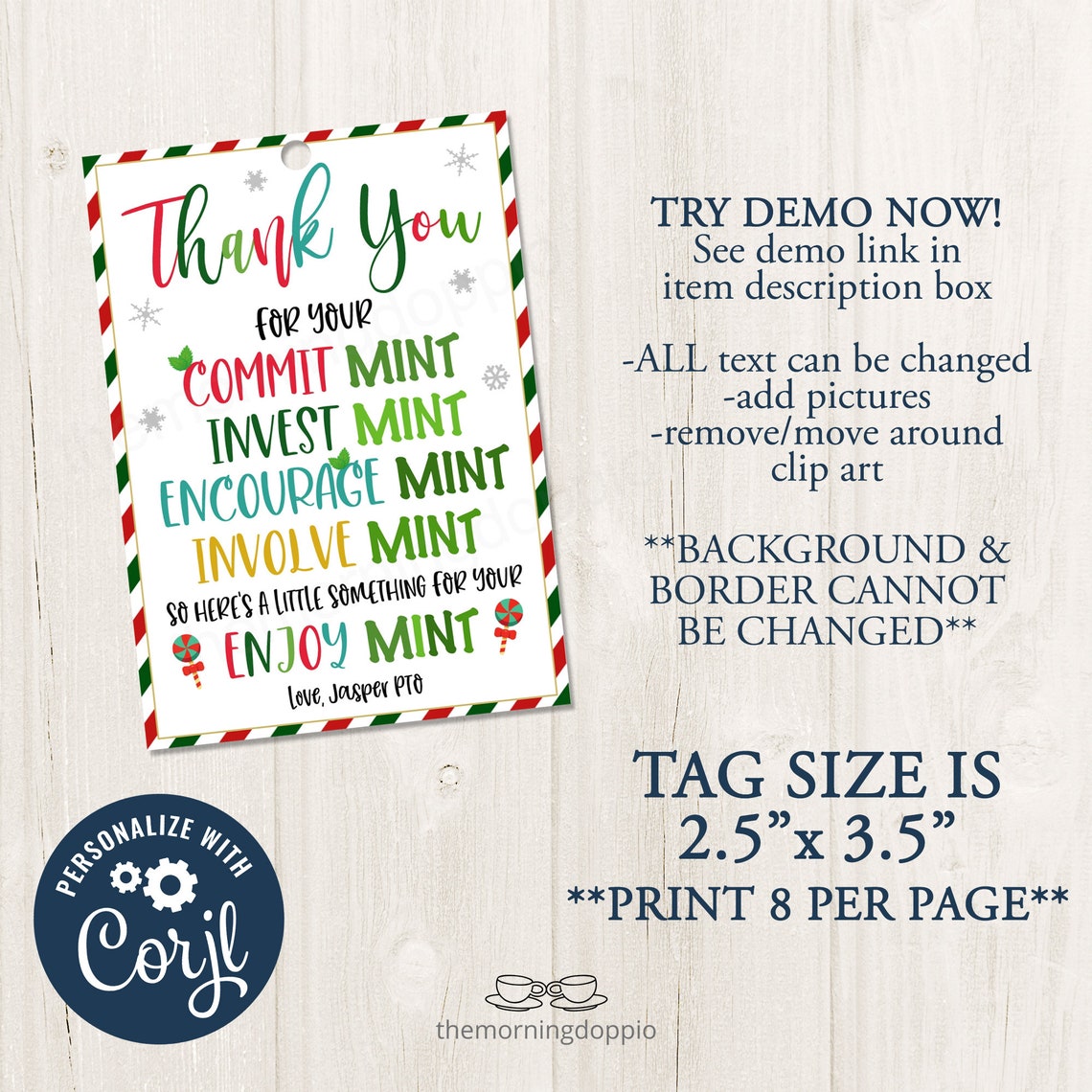 Printable/editable Thank You Mint Gum Candy Christmas - Etsy