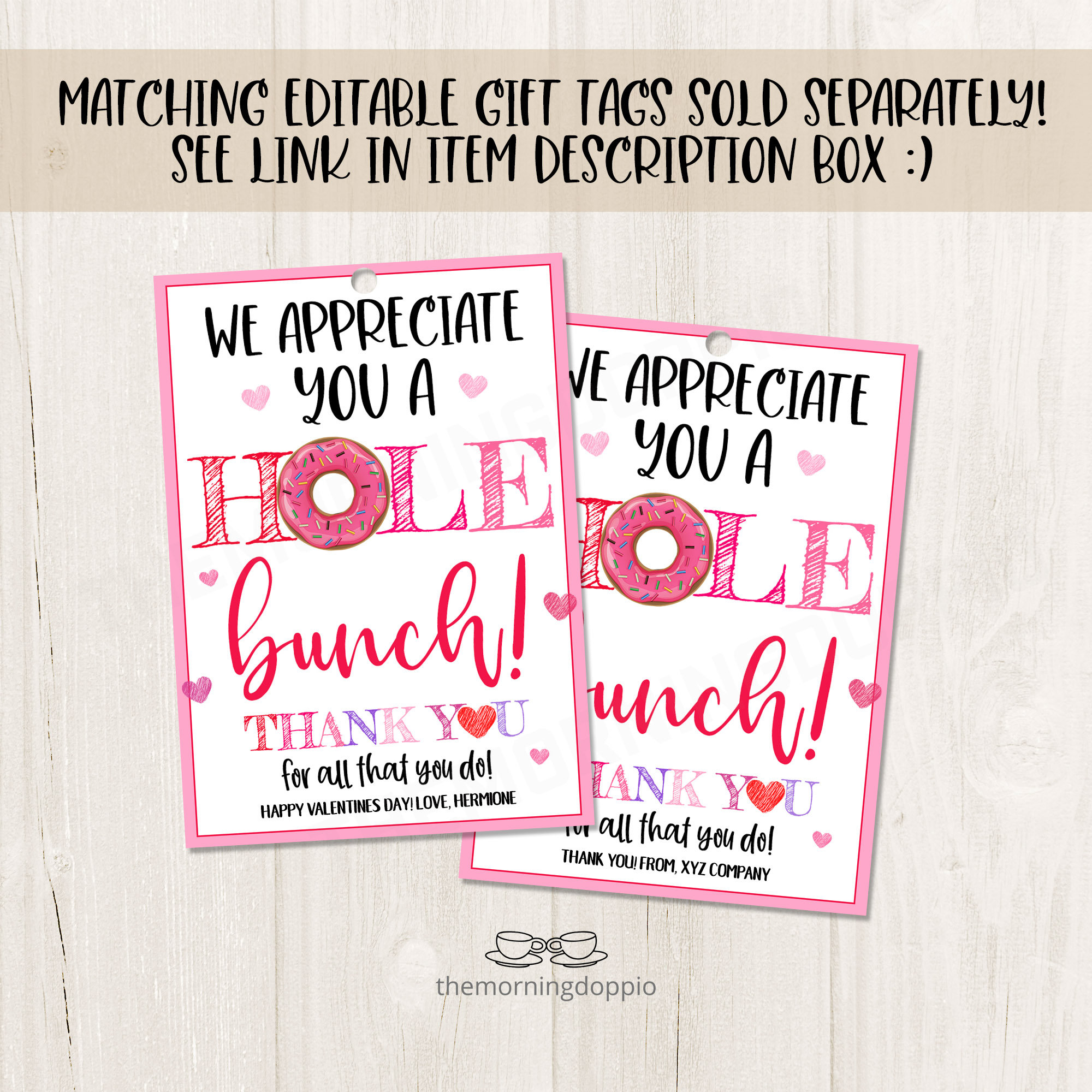 Printable We Appreciate You a HOLE Bunch Thank You Sign PTO | Etsy