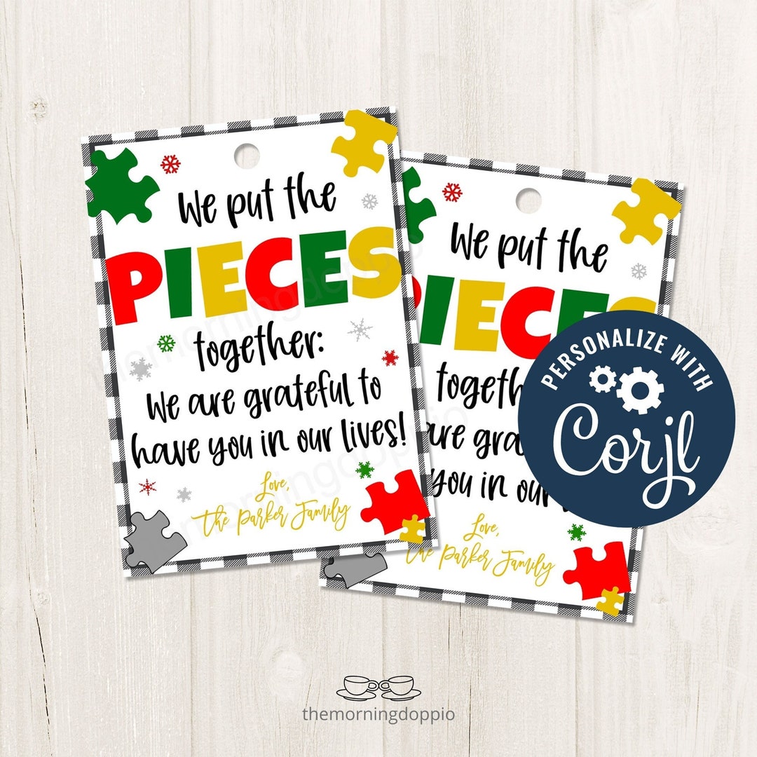 Printable/editable Puzzle Pieces Puzzle Box Present Merry Christmas ...