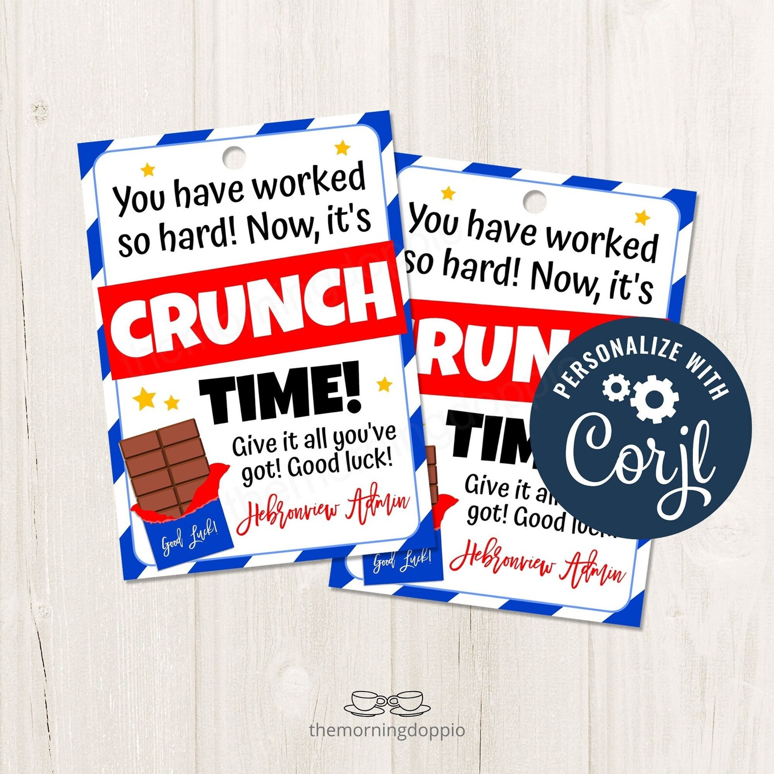 Printable/editable It's Crunch Time Good Luck Gift Tag for Team ...