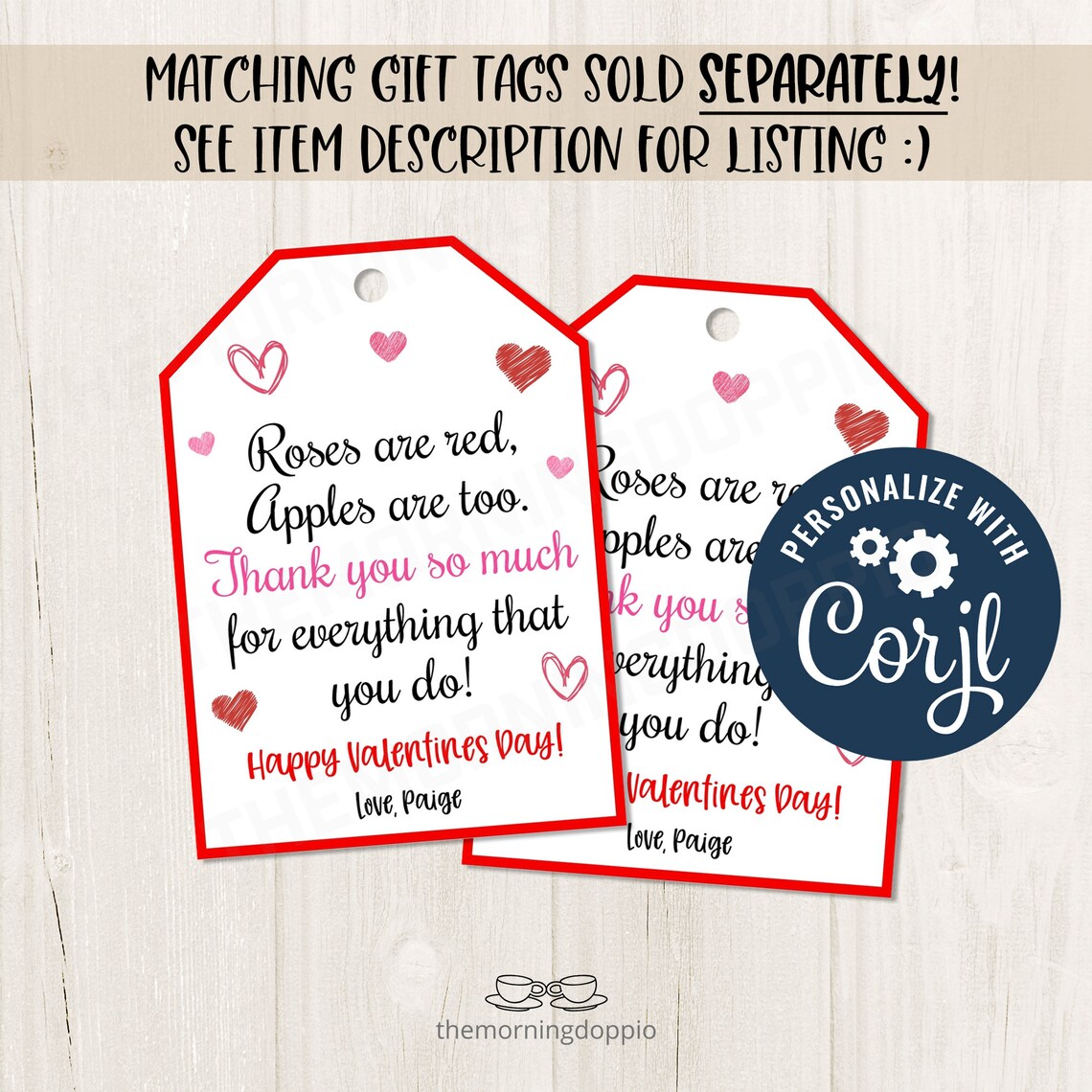 Printable/editable Roses Are Red Apple Are Too Thank You for - Etsy