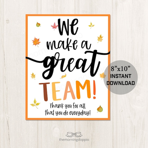 Printable We Make a Great Team Thanksgiving Fall Grateful - Etsy