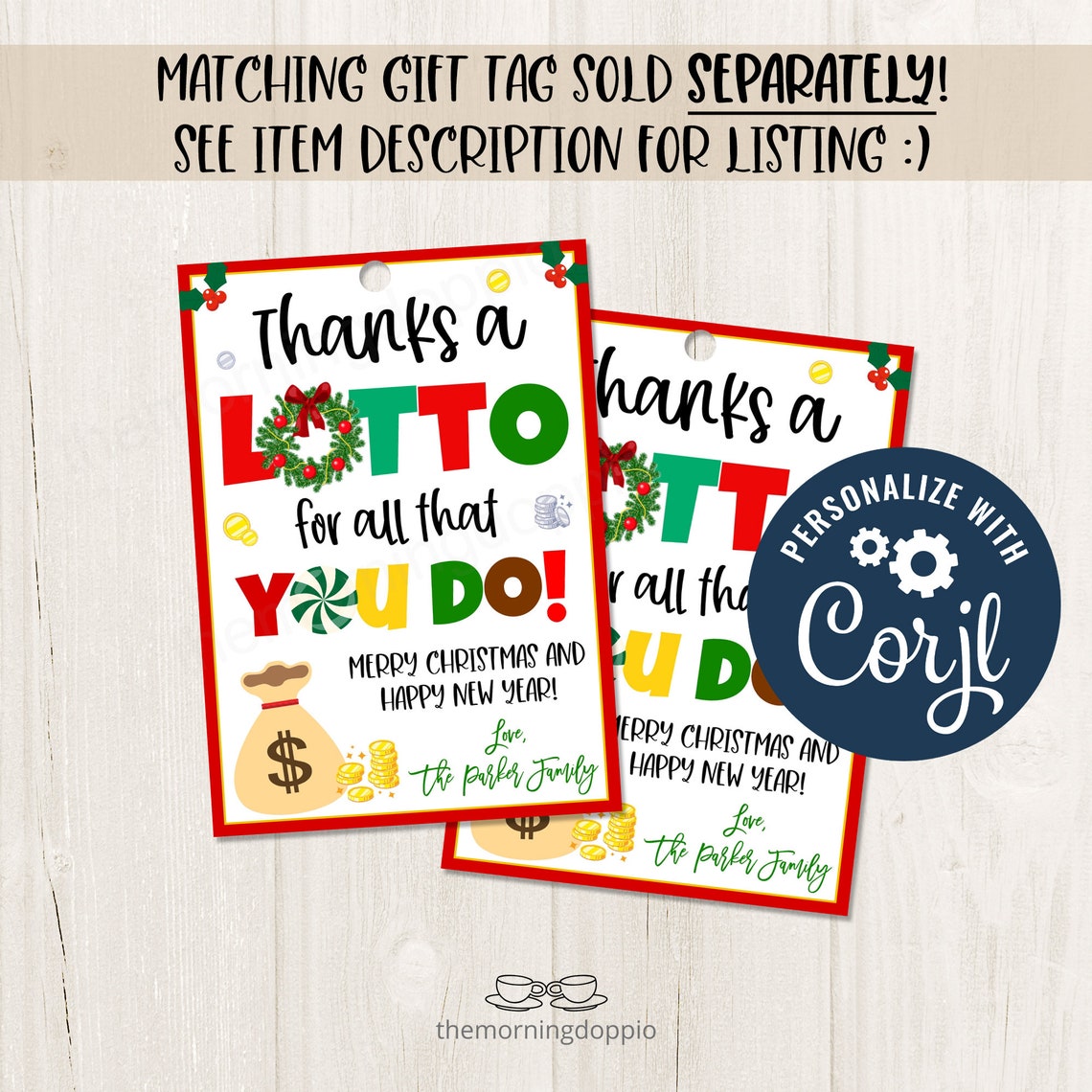 Printable/editable Thanks a Lotto for All You Do Christmas | Etsy