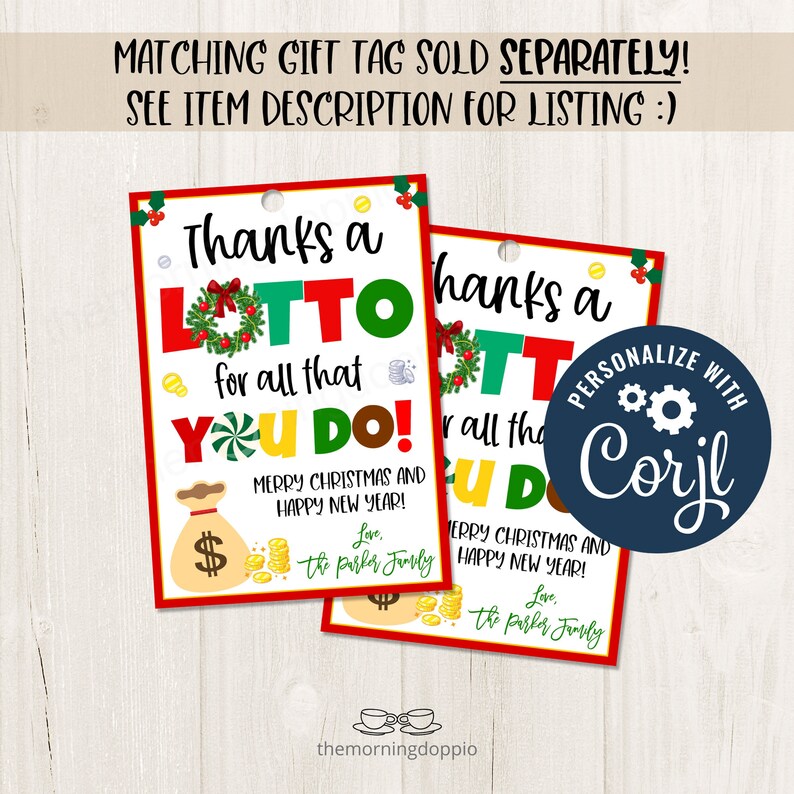 Printable/editable Thanks a Lotto for All You Do Christmas | Etsy