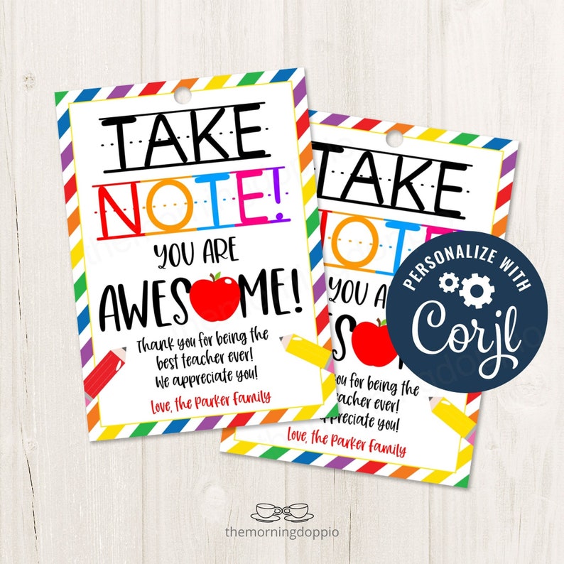 Printable/editable Take Note You Are Awesome Pencil Pen Notebook ...