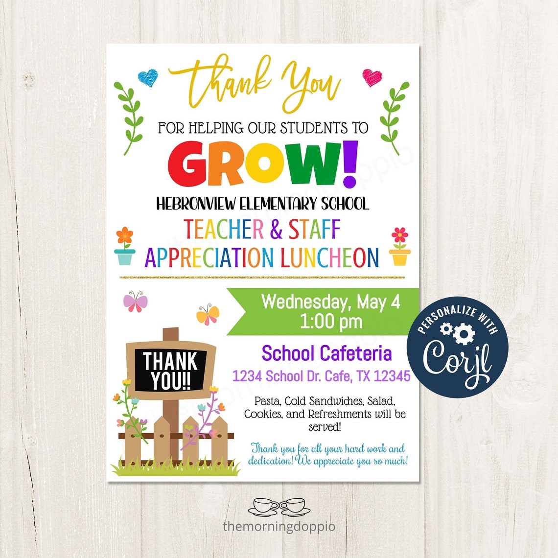 Flower Floral Grow Bloom Teacher Staff Appreciation Luncheon - Etsy