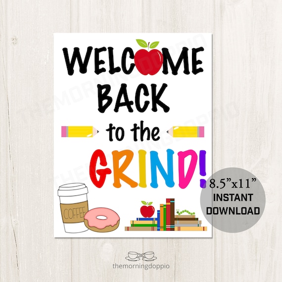 Printable Welcome Back to the Grind Coffee and Donuts | Etsy