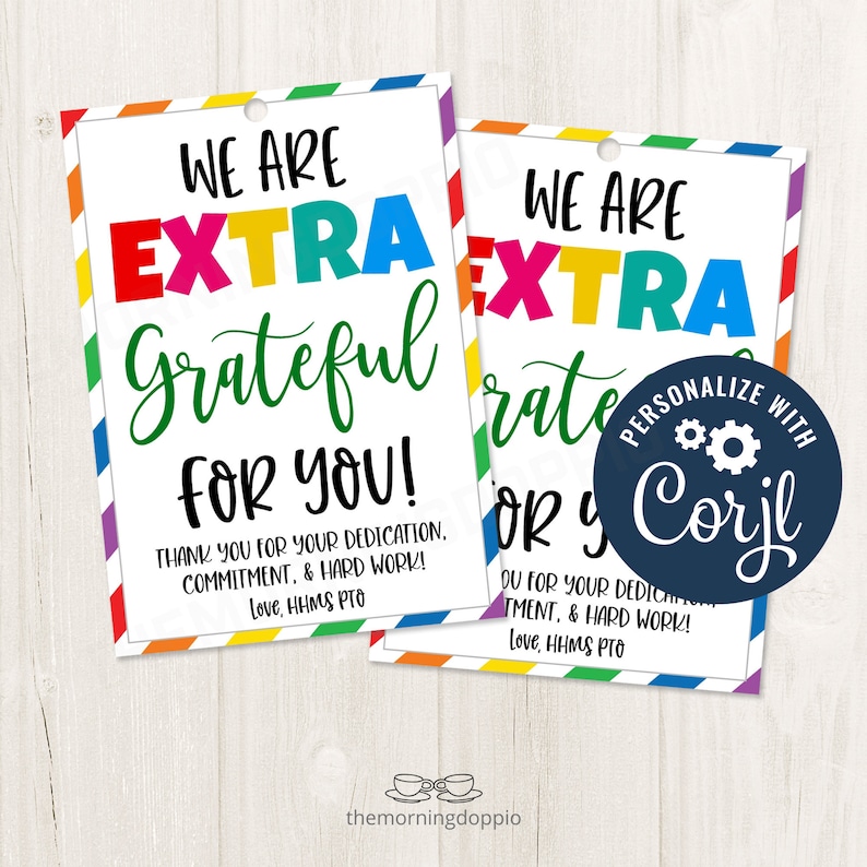 Printable/editable We Are Extra Grateful for You Gift Tag for Teachers ...
