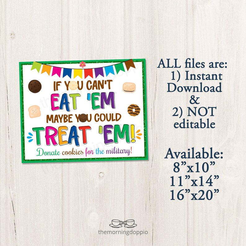 Printable Cookie Booth Sign, Instant Download If You Can't Eat 'em ...