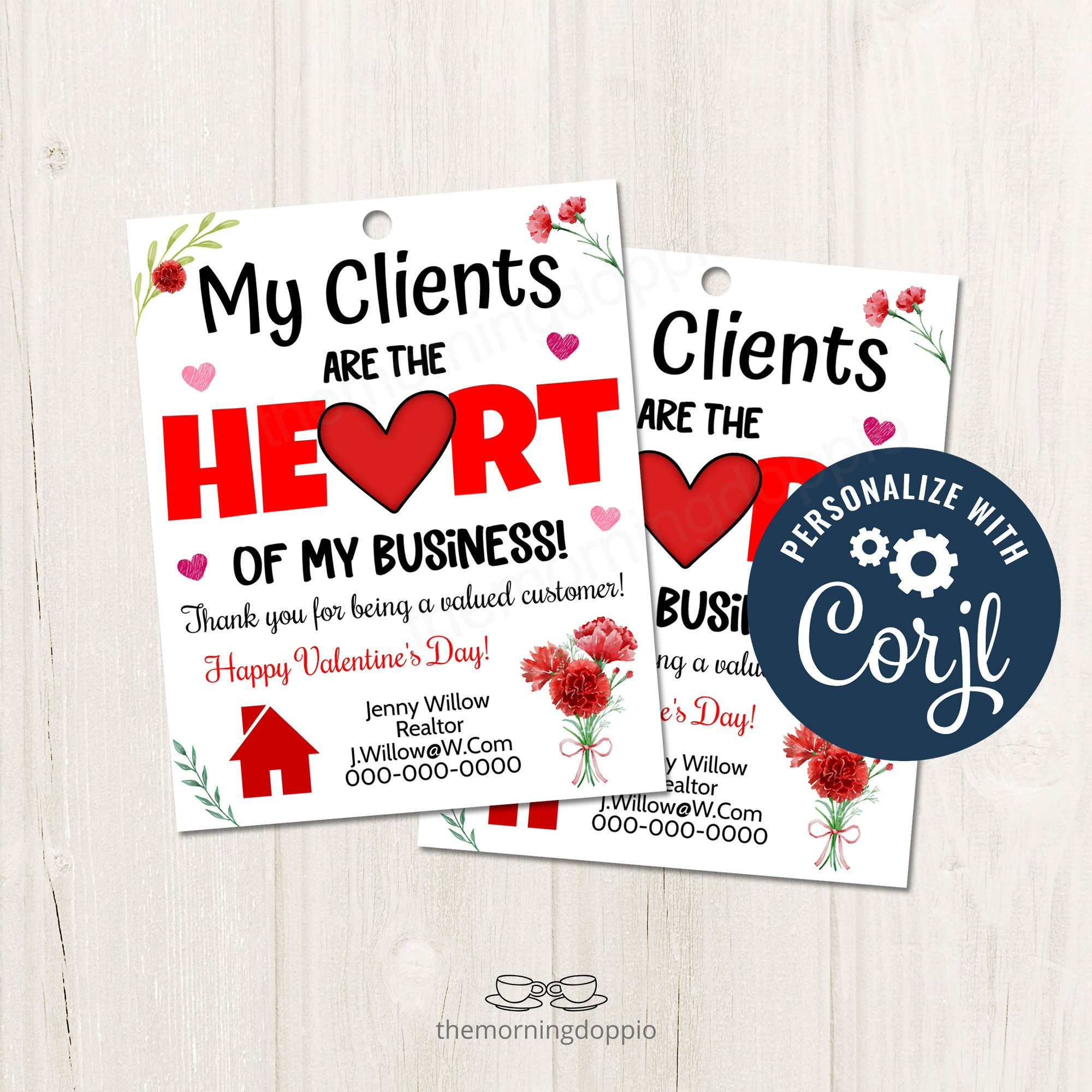 Printable/editable Valentine's Day Heart of My Business Carnation ...