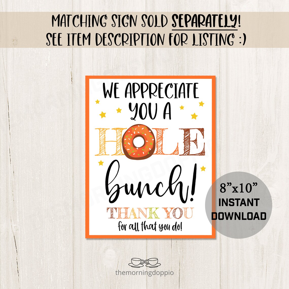 Printable/editable We Appreciate You a HOLE Bunch Gift Tag, Donut Thank ...