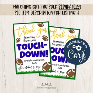 Printable/editable Football Coach End of Season Gift Card Holder for ...