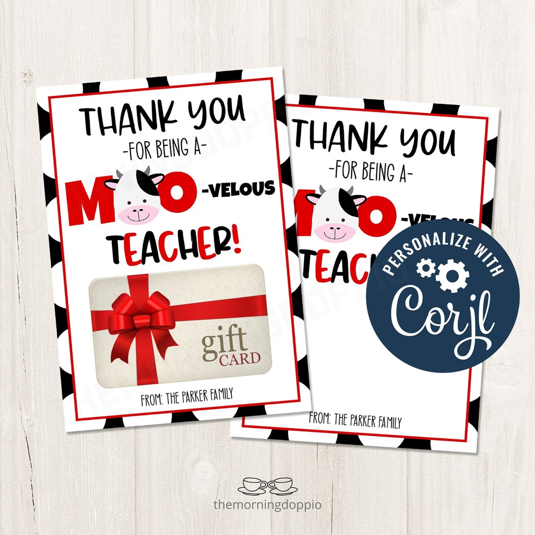 Printable/editable Thank You for Being Moo-velous Cow Chicken Chick ...