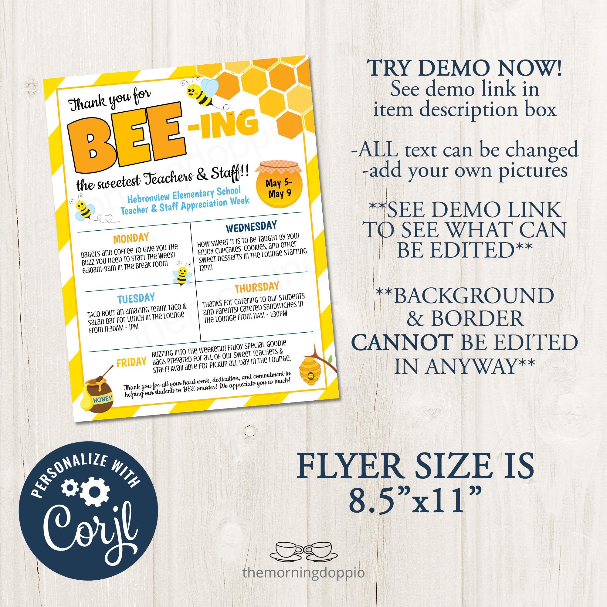 Printable/editable Bumble Bee Sweetest Teacher and Staff Appreciation ...