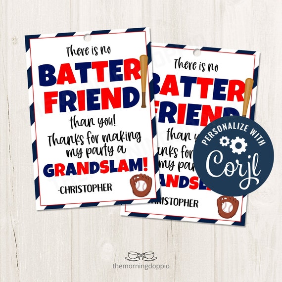 Printable/editable No Batter Friend Than You Baseball Birthday - Etsy