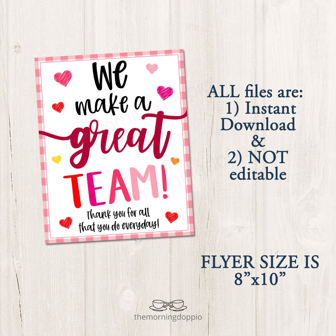 Printable We Make a Great Team Valentine's Day Grateful - Etsy