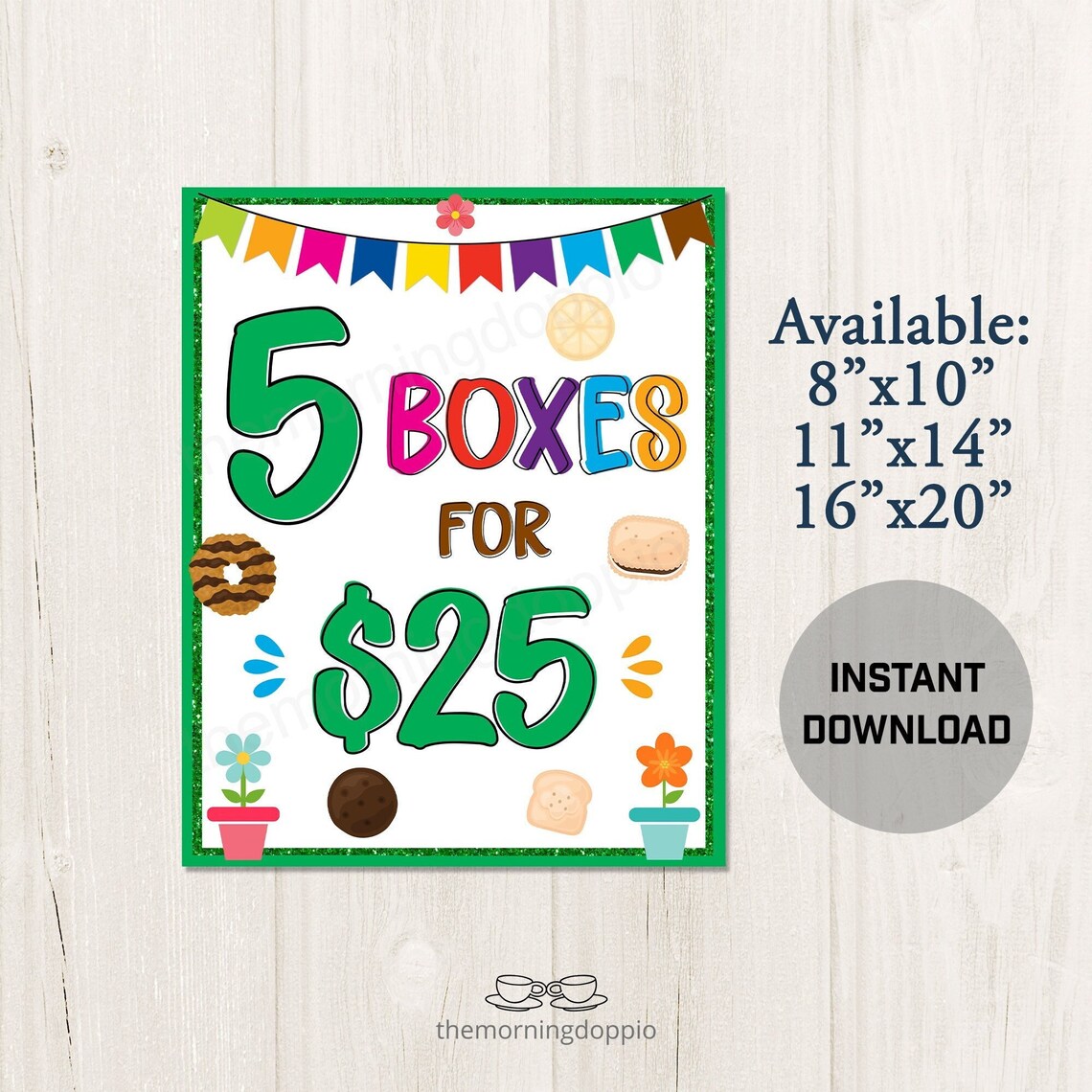 Printable Cookie Booth Sale Sign Instant Download 5 for 25 | Etsy
