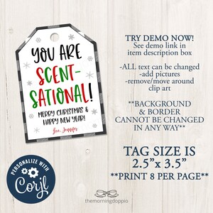 Printable/editable You Are Scent-sational Christmas Gift Tag, Lotion ...