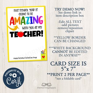 Printable/editable First Day of School Gift Card Holder for Teachers ...
