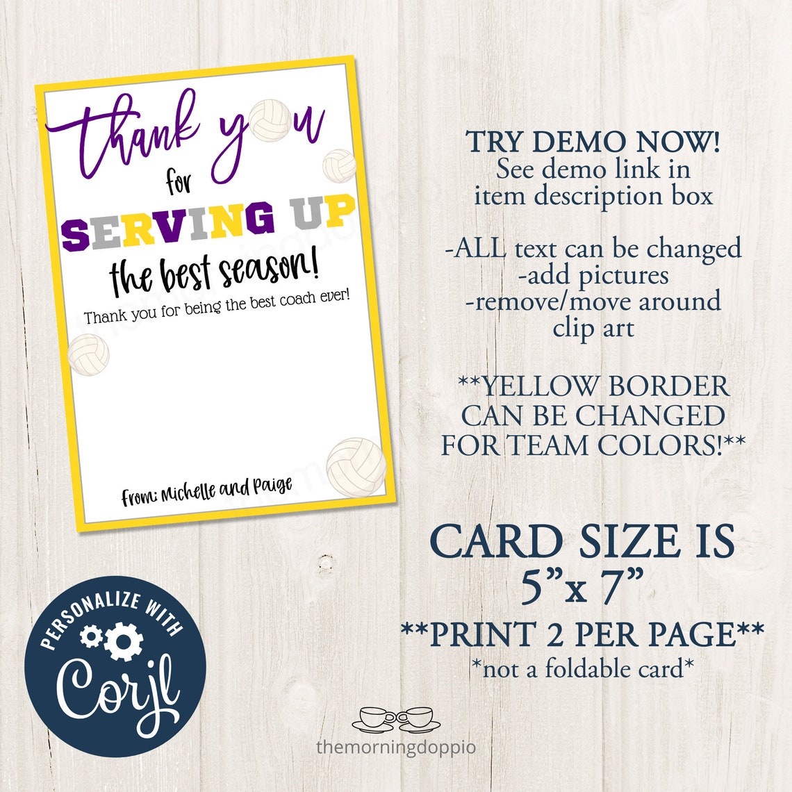 Printable/editable Volleyball Coach End of Season Gift Card Holder for ...