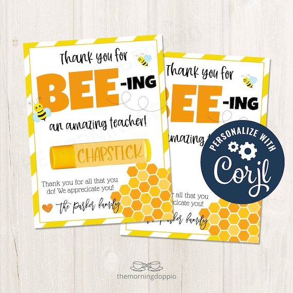 Printable/editable Thank You for Bee-ing Amazing Chapstick - Etsy