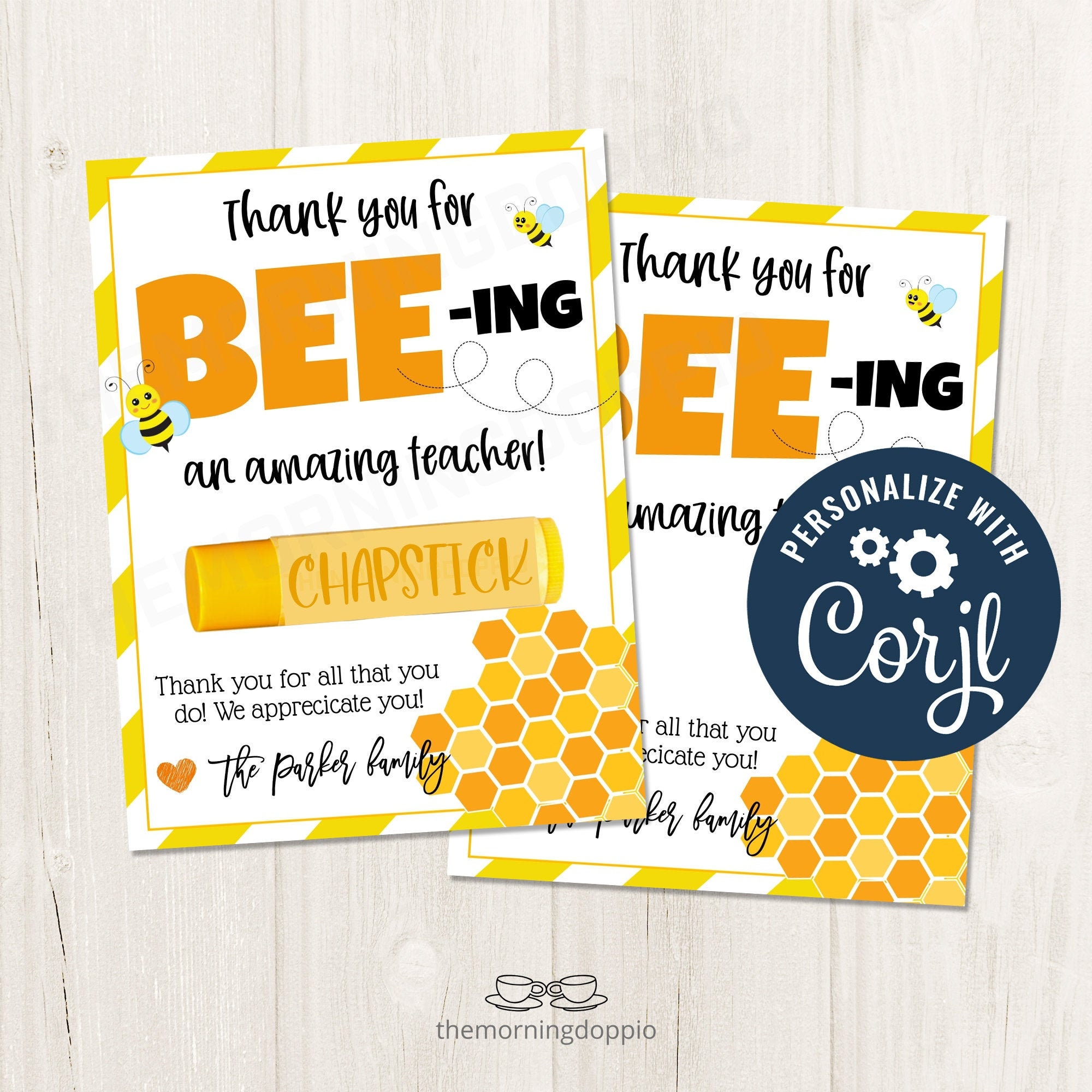 Printable/editable Thank You for Bee-ing Amazing Chapstick Card for ...
