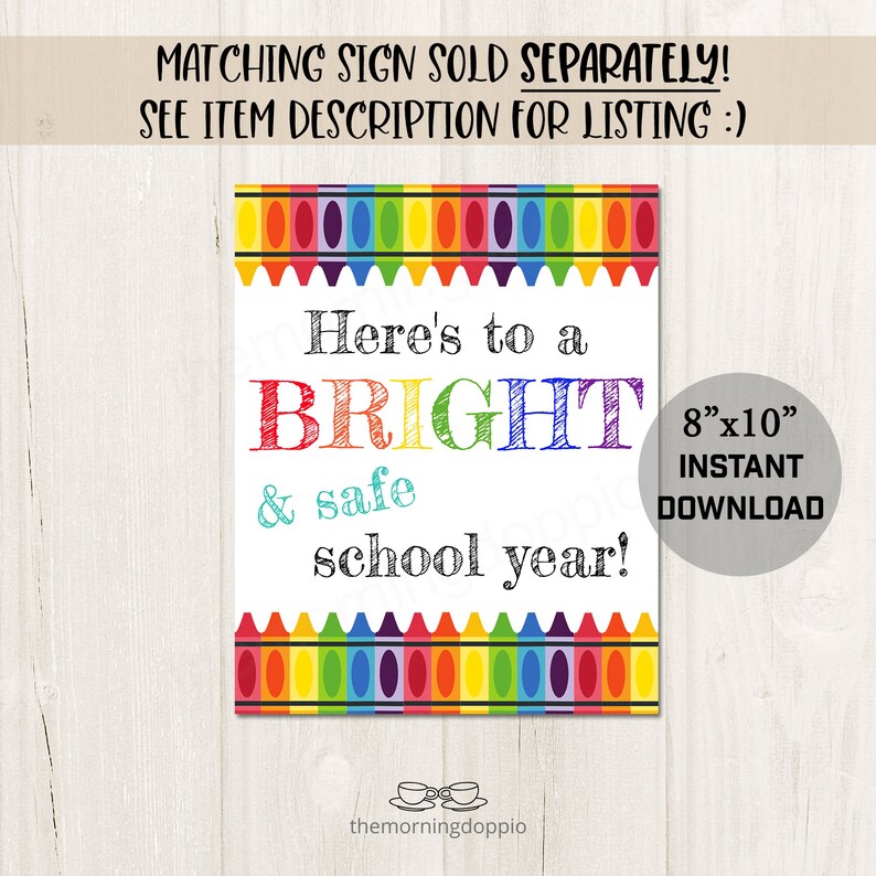 Printable/editable Here's to a Bright and Safe School Year Crayon Gift ...