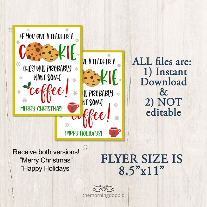 Printable If You Give a Teacher a Cookie She He Will Probably | Etsy